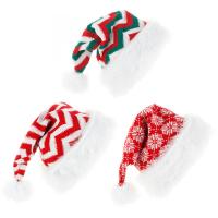 China Custom Knitted Wool Santa Hat Christmas Plush Striped Hat Holiday Decorations for sale