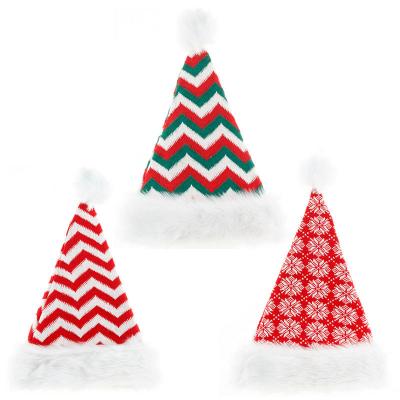 China Custom Knitted Wool Santa Hat Christmas Plush Striped Hat Holiday Decorations for sale