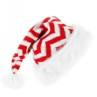 China Custom Knitted Wool Santa Hat Christmas Plush Striped Hat Holiday Decorations for sale