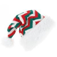 China Custom Knitted Wool Santa Hat Christmas Plush Striped Hat Holiday Decorations for sale