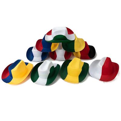 China Football World Cup Cowboy Hat Felt Cloth Three Color Western Police Hat for sale