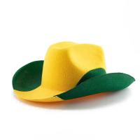 China Football World Cup Cowboy Hat Felt Cloth Three Color Western Police Hat for sale