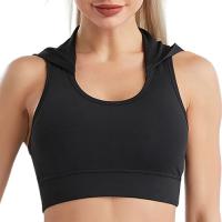 China OEM Solid Racerback Hollow Out Hooded Sports Bra Women Gym Biker Workout Tops for sale