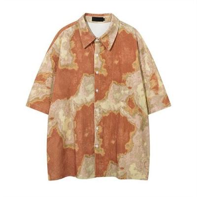 China OEM maufactory  Short -sleeved shirt boys Ins American lazy wind five -point sleeve shirt loose casual summer for sale