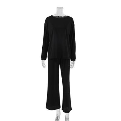 China 2022 Trend Knitted Long Sleeved Ice Silk Pajamas Set Outer Wear For Ladies for sale