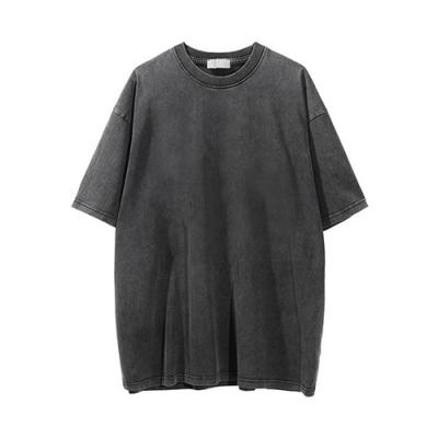 China Custom Tshirt 100%  pure cotton loose causal short T-shirt wash water for men for sale