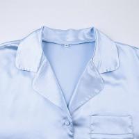 China OEM maufactory  Spring European And American Pajamas Silk Long Sleeved Pajamas Turn Over Neck for sale
