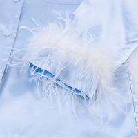 China OEM maufactory  Spring European And American Pajamas Silk Long Sleeved Pajamas Turn Over Neck for sale