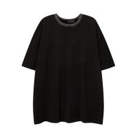 China 2022 100% Pure Cotton Trend Unisex Dark Loose Round Neck Short Sleeve T Shirt for sale