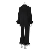 China OEM maufactory  Autumn Long Sleeved Ostrich Hair Pajamas Cotton Silk Trousers Suits Outside Wearing for sale