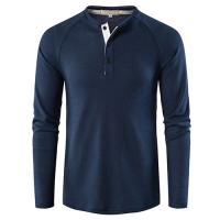 China Spring And Autumn 95% Polyester Solid Long Sleeve Round Collar T-Shirt For Men for sale