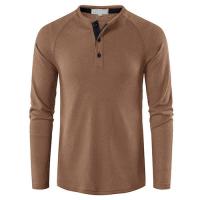 China Spring And Autumn 95% Polyester Solid Long Sleeve Round Collar T-Shirt For Men for sale