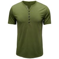 China 2021 Trend Fashionable Solid Short T-Shirt For Men V-Neck T-Shirt For Men for sale