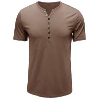 China 2021 Trend Fashionable Solid Short T-Shirt For Men V-Neck T-Shirt For Men for sale
