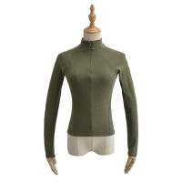 China 2023 Spring Double Sided German Velvet Raglan Sleeve Zipper Bottom Top Women'S T-Shirt for sale