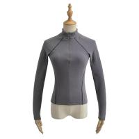 China 2023 Spring Double Sided German Velvet Raglan Sleeve Zipper Bottom Top Women'S T-Shirt for sale