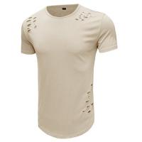 China OEM maufactory  Summer Round Collar Solid Color T Shirt Male Loose Short Sleeve for sale