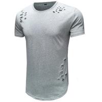 China OEM maufactory  Summer Round Collar Solid Color T Shirt Male Loose Short Sleeve for sale