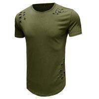 China OEM maufactory  Summer Round Collar Solid Color T Shirt Male Loose Short Sleeve for sale