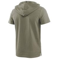 China 2021 Summer Causal Loose Solid Hooded Lace Up Short Sleeve T Shirt For Men for sale