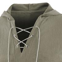 China 2021 Summer Causal Loose Solid Hooded Lace Up Short Sleeve T Shirt For Men for sale