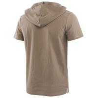 China 2021 Summer Causal Loose Solid Hooded Lace Up Short Sleeve T Shirt For Men for sale