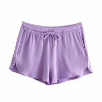 China OEM maufactory  Summer Home Casual Wide Leg Pants Female BM Thread Elastic Loose Waist Sports Shorts for sale