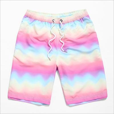 China Summer Digital Print Rainbow Gradient Loose Shorts For Men And Women for sale