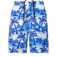 China Beach Summer Elastic Waist Men'S Blue Coconut Tree Five Point Shorts Quick Drying for sale