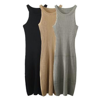 China OEM maufactory  Summer Narrow Shoulder Vest Skirt Sleeveless New Side Split Pits Sexy Hip Skirt for sale