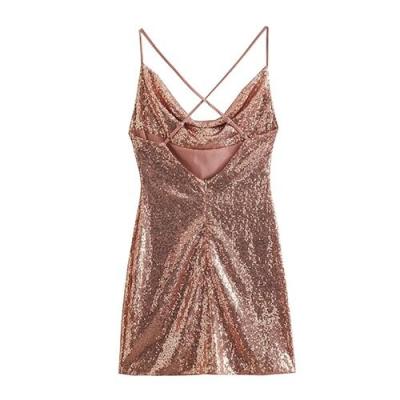 China OEM maufactory  Sexy Sleeveless Temperament Sequins Polyester Skirt V Neck Skirt Dress for sale