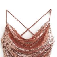 China OEM maufactory  Sexy Sleeveless Temperament Sequins Polyester Skirt V Neck Skirt Dress for sale