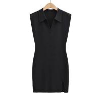 China Fashionable Style Polo Neck Buttock Skirt Open Knit Short Dress For Women for sale