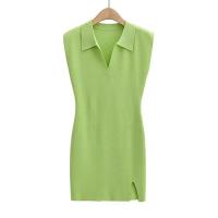 China Fashionable Style Polo Neck Buttock Skirt Open Knit Short Dress For Women for sale