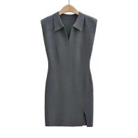 China Fashionable Style Polo Neck Buttock Skirt Open Knit Short Dress For Women for sale