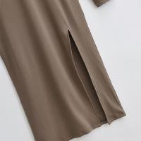 China Summer V Neck Long Sleeved Slim Hooded Dress With Side Slit Buttock Skirt for sale