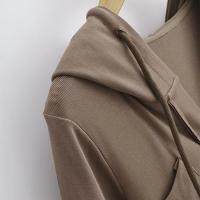 China Summer V Neck Long Sleeved Slim Hooded Dress With Side Slit Buttock Skirt for sale