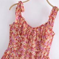 China French Sweat Floral Lace Up Suspender Dress Slimming Sexy Backless Short Skirt for sale