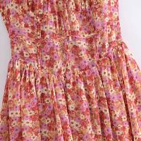 China French Sweat Floral Lace Up Suspender Dress Slimming Sexy Backless Short Skirt for sale