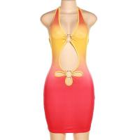 China OEM maufactory European and American style 2023  spring women's new sexy hollow hanging neck open back gradient colorful for sale