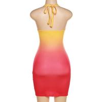China OEM maufactory European and American style 2023  spring women's new sexy hollow hanging neck open back gradient colorful for sale