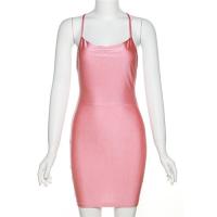 China OEM maufactory 2023 custom apparel spring and summer women's new fashion sleeveless short   v -neck dress for sale