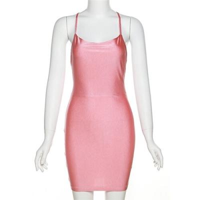 China OEM maufactory 2023 custom apparel spring and summer women's new fashion sleeveless short   v -neck dress for sale