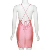 China OEM maufactory 2023 custom apparel spring and summer women's new fashion sleeveless short   v -neck dress for sale