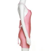 China OEM maufactory 2023 custom apparel spring and summer women's new fashion sleeveless short   v -neck dress for sale