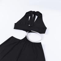 China OEM maufactory sexy skirt spring new polyester sleeveless  deep V beauty back waist hollow bag dress for sale