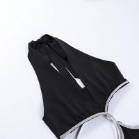 China OEM maufactory sexy skirt spring new polyester sleeveless  deep V beauty back waist hollow bag dress for sale