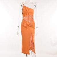 China OEM maufactory Holiday style shoulder hollow polyester sleeveless  women's sexy skirt fashion hot girl slim skirt for sale
