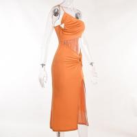 China OEM maufactory Holiday style shoulder hollow polyester sleeveless  women's sexy skirt fashion hot girl slim skirt for sale