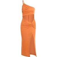 China OEM maufactory Holiday style shoulder hollow polyester sleeveless  women's sexy skirt fashion hot girl slim skirt for sale